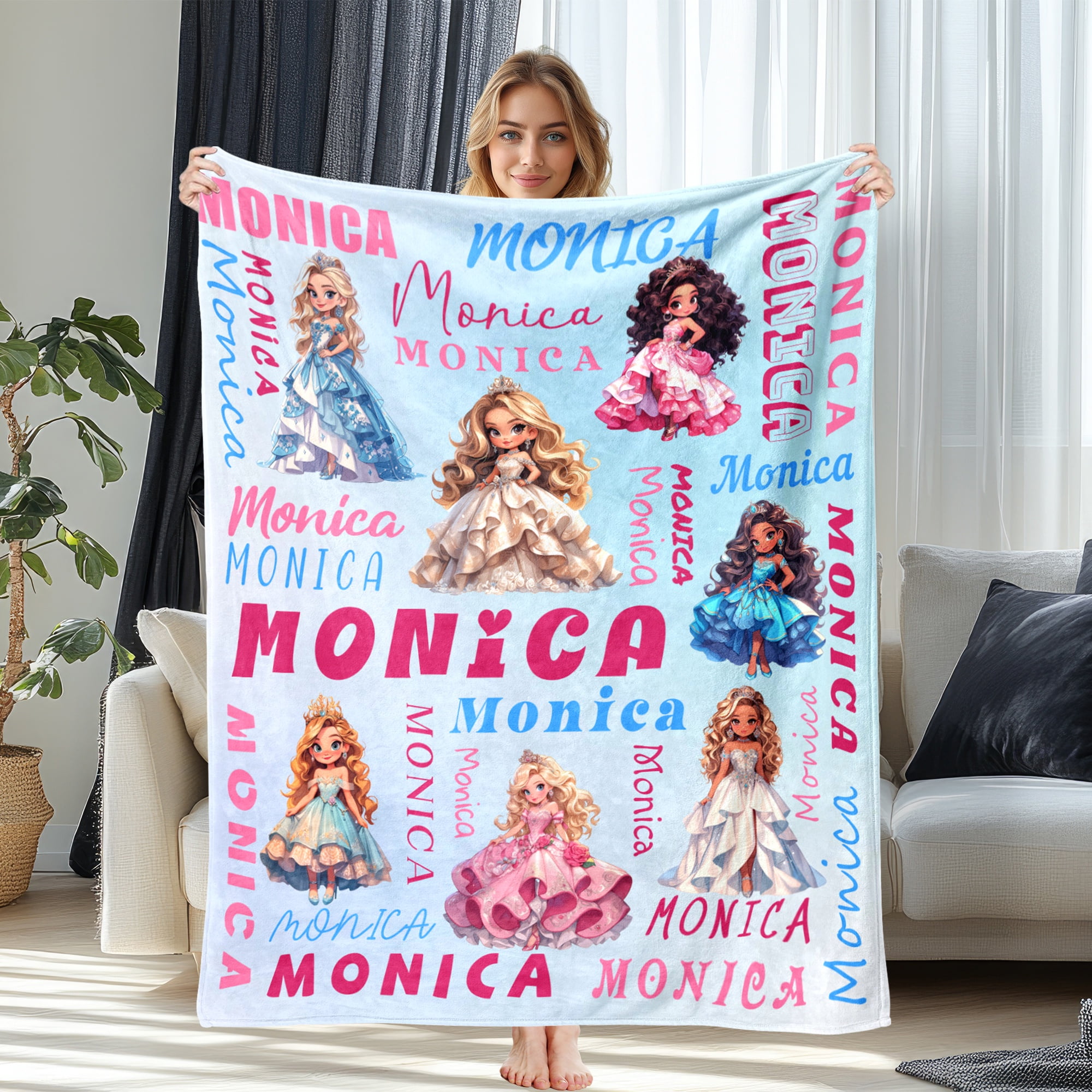 JML USA Customized Blanket with Cartoon Images and Name, Personalized ...
