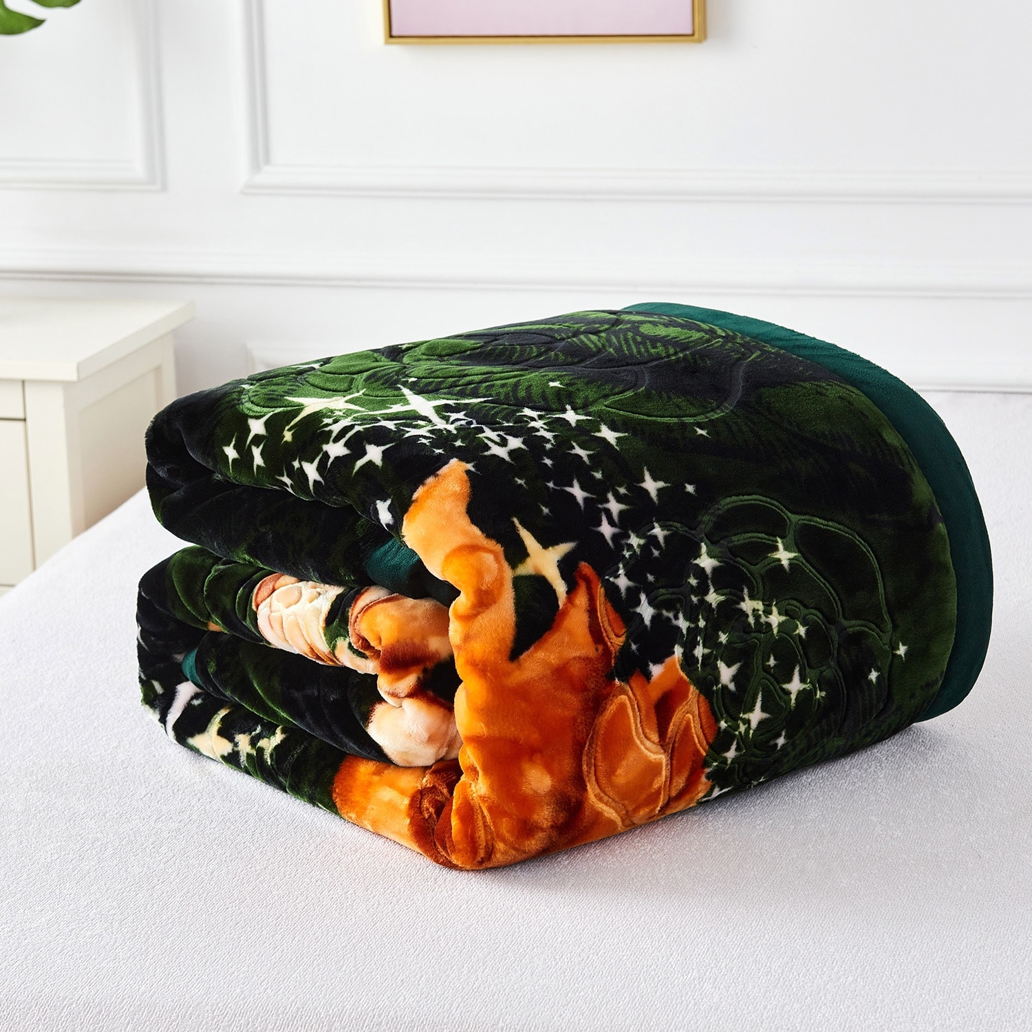 JML Ultra Soft Velvet Raschel Blanket Plush Bed Blanket 8-9 LBS Green ...