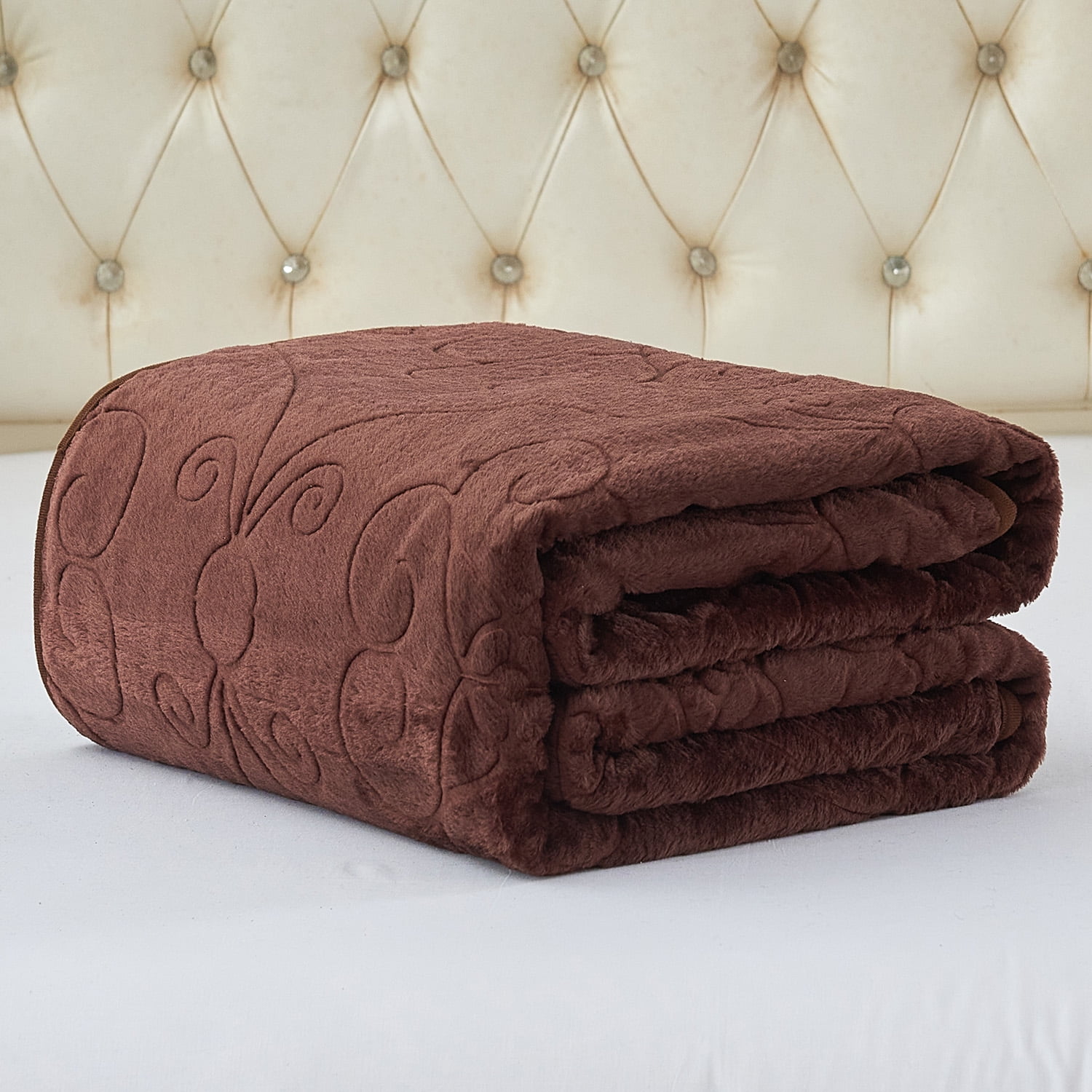 JML Warm Fleece Blanket, 1 Ply Lightweight Embossed Bed Blanket, Queen ...