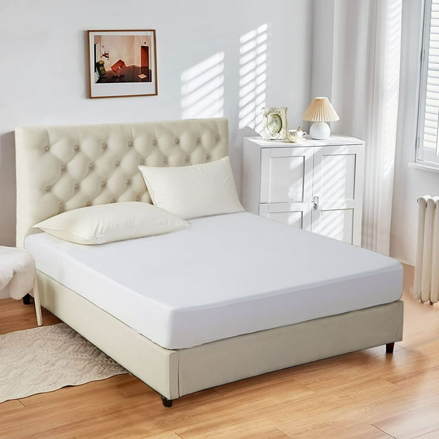 JML Waterproof Mattress Cover Queen Size, Soft Fitted Mattress ...