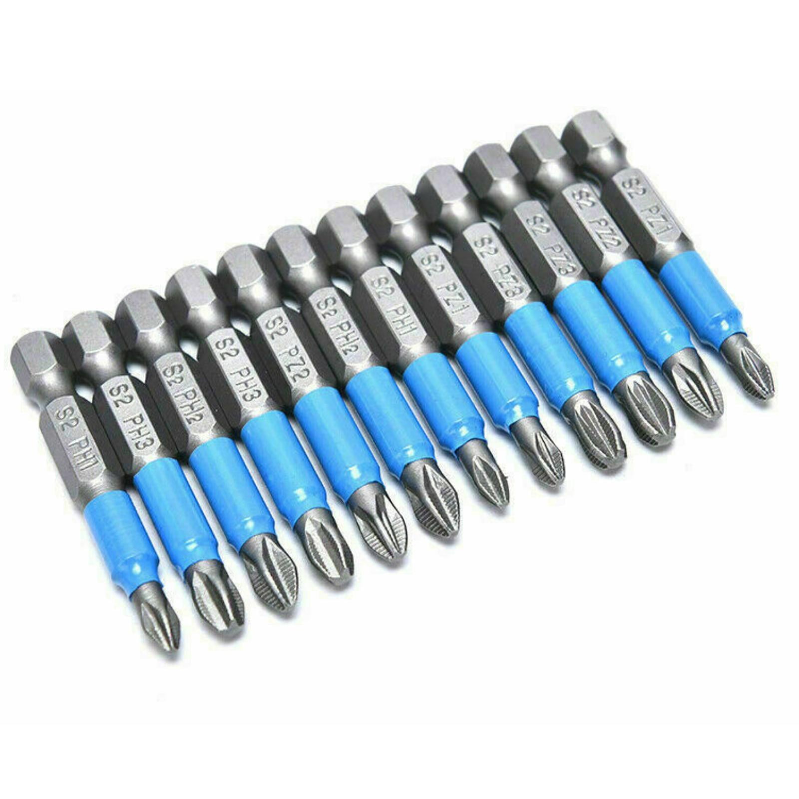JMLIANG 10pc S2 Steel Pozidriv Screwdriver Bit Set PZ1 PZ2 PZ3 PH1 PH2 ...