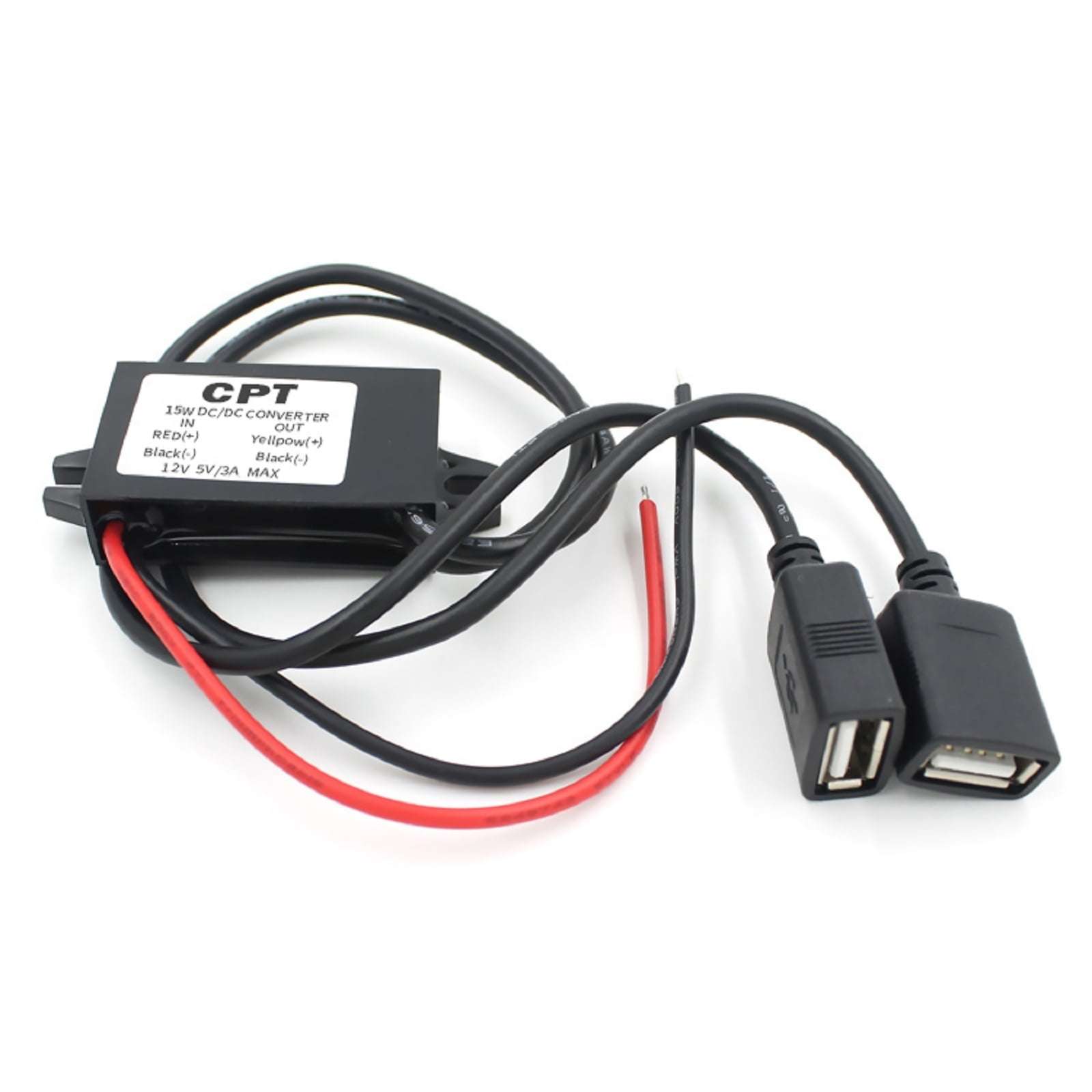 JMLIANG 12V to 5V Power Converter for Car USB Charger Adapter 3A Dual ...