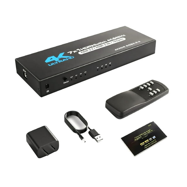 JMLIANG 7-Port HDMI Switch 4K HDR 60Hz Auto Switch IR Remote Connect ...