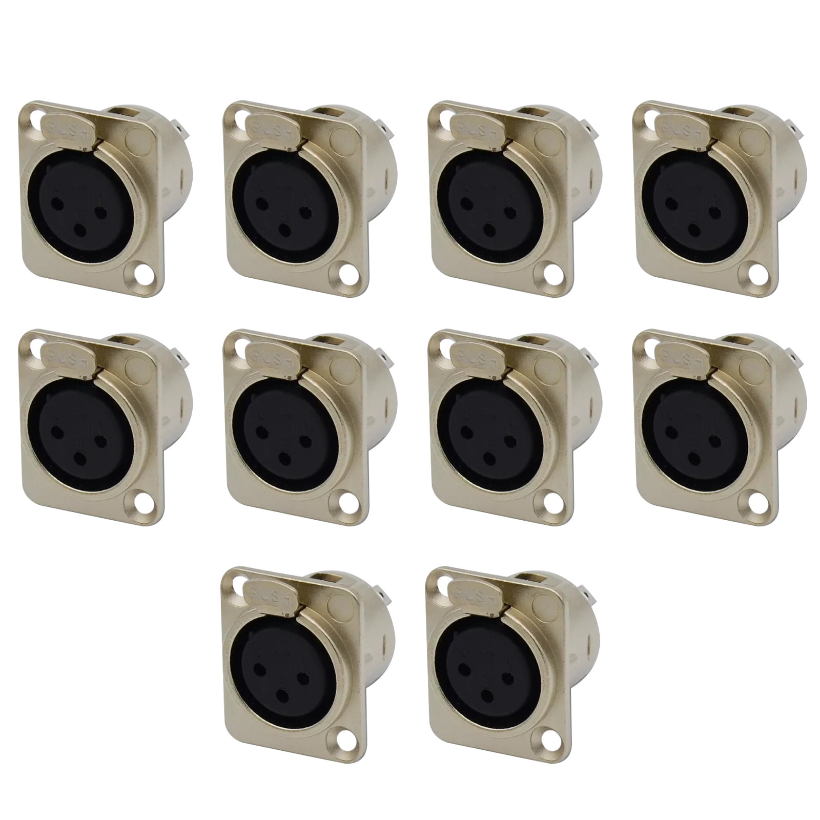 JMLIANG Audio Connector XLR 3-Pin Female Latch Lock 10 Pack Metal ...