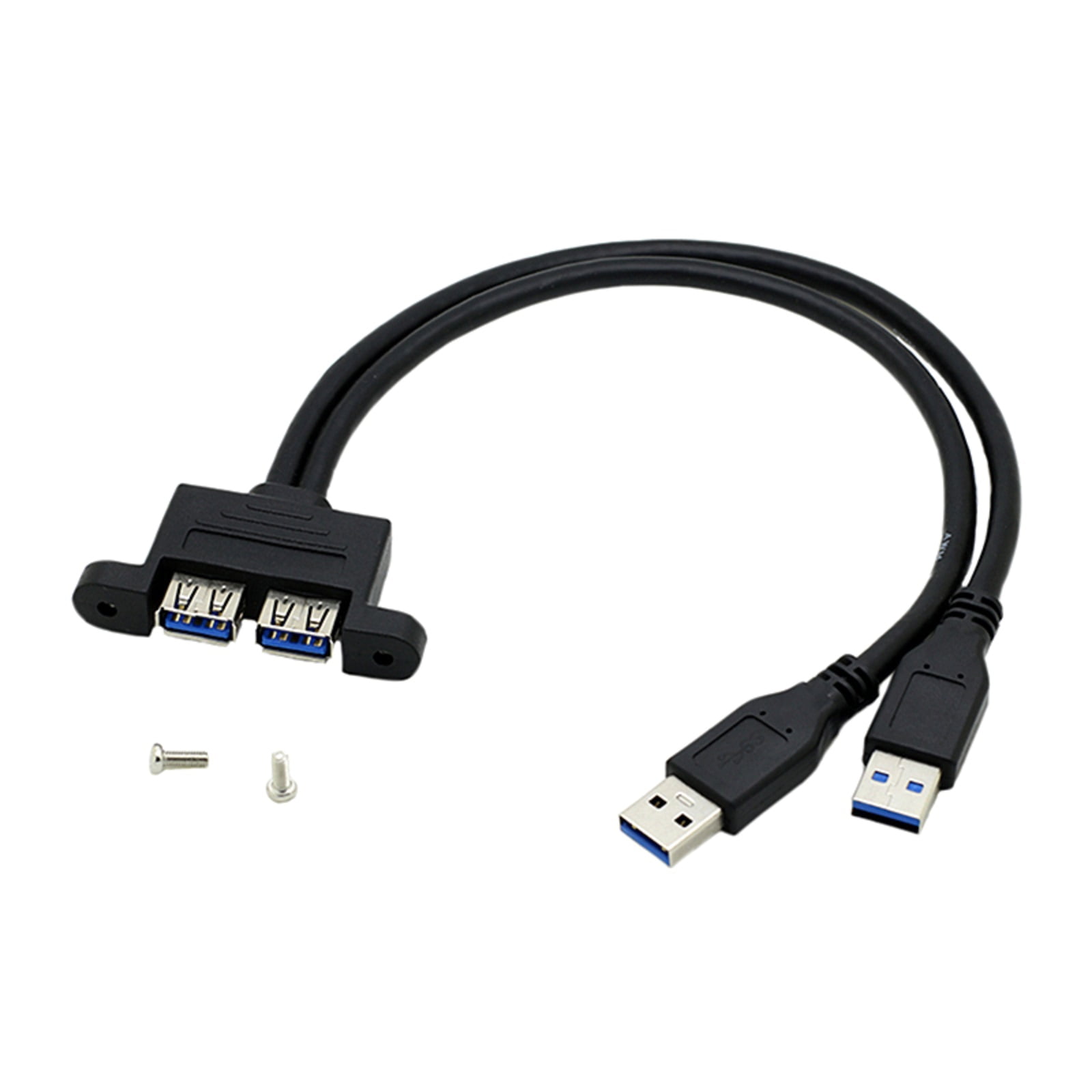 JMLIANG Black Dual USB 3.0 Panel Mount Extension Cable 30cm Male to ...