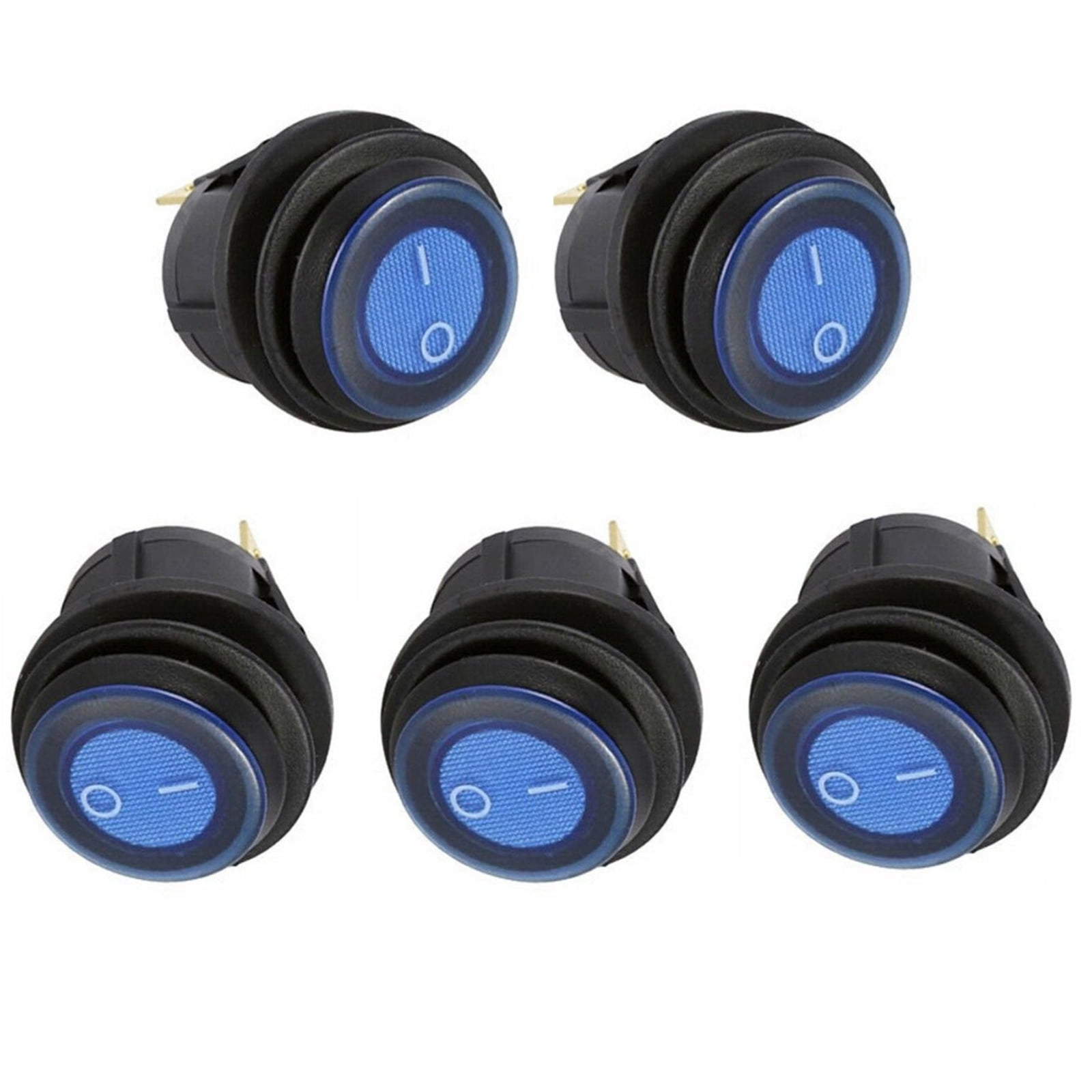 JMLIANG Blue LED Round Switch with SPST ON-OFF Functionality and Color ...