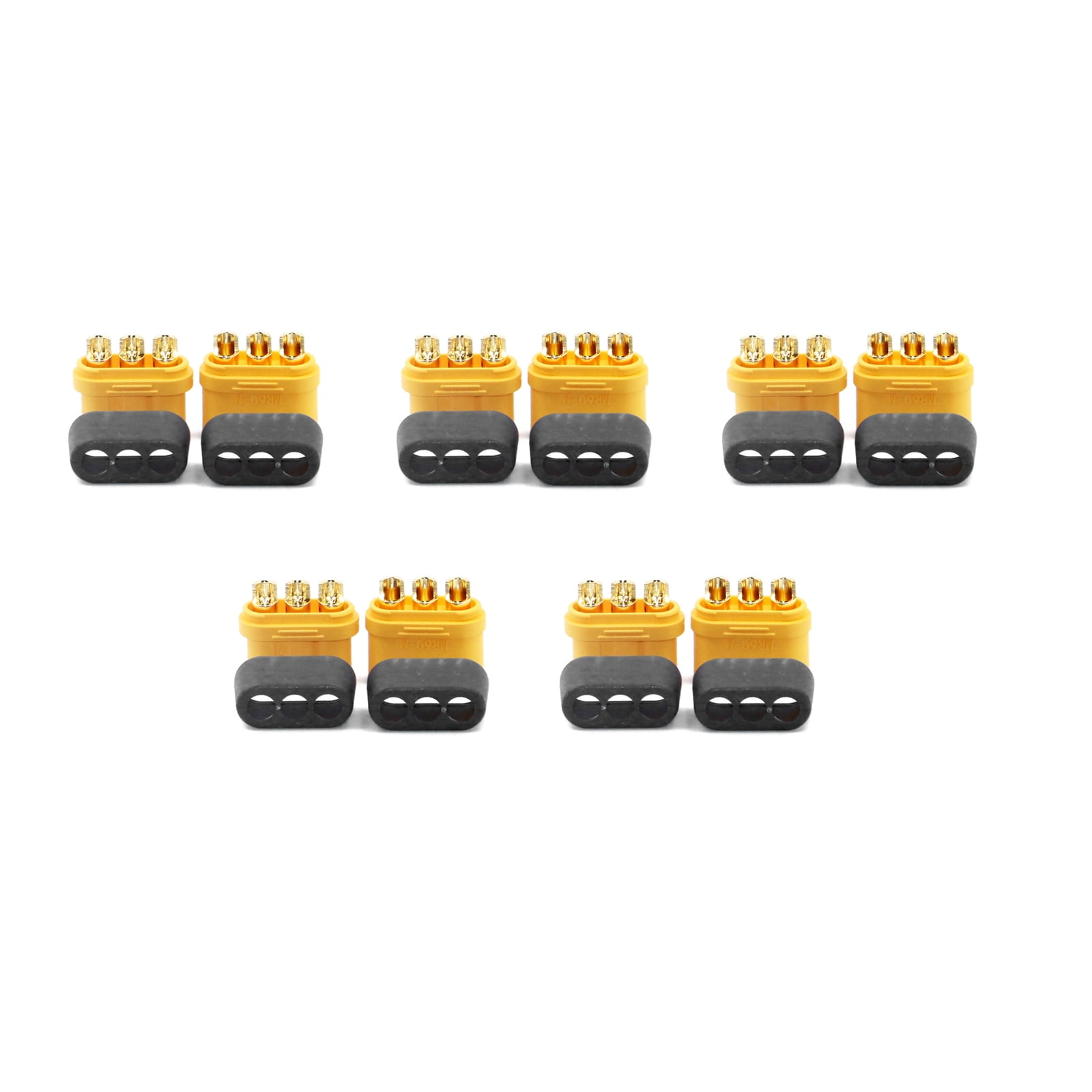 JMLIANG MR60 Connector Set 5 Male 5 Female Brass Gold Plated 20A Rated ...