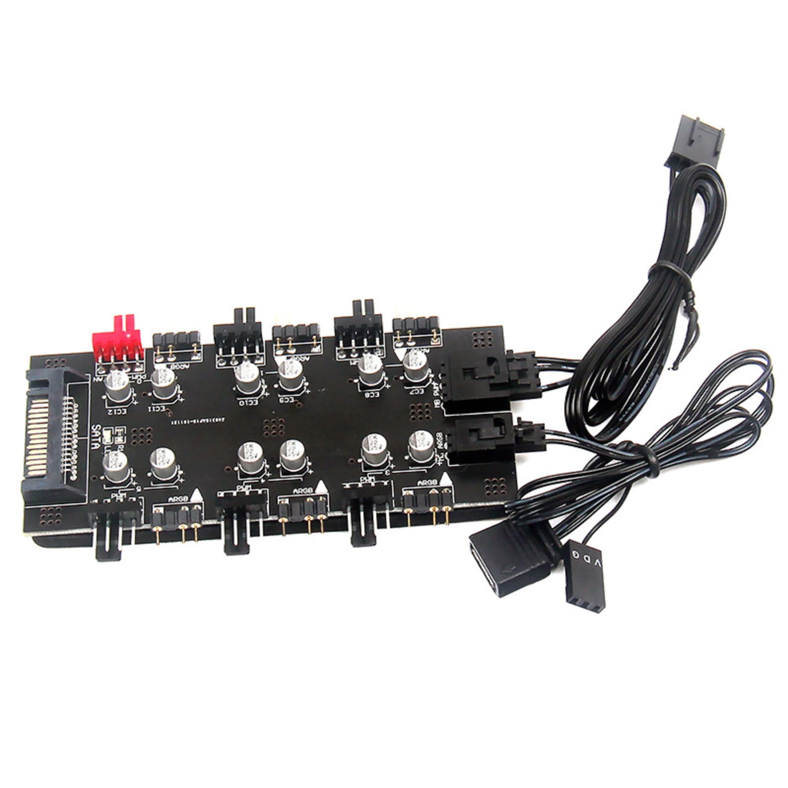 JMLIANG SATA to PWM ARGB 6 Fan Hub Splitter Connect Up To 6 Fans Auto ...