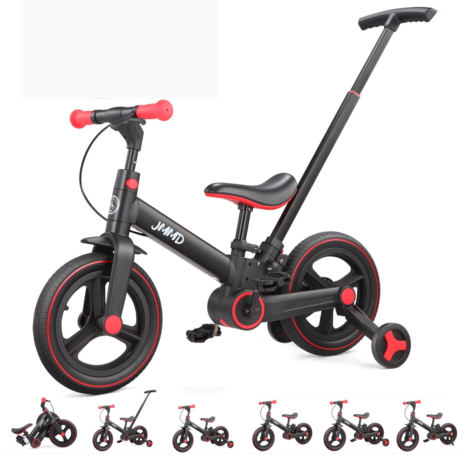 JMMD Toddler Bike with Push Handle for Kid 18-60 Months, 6 in 1 Foldable Push Bike with Training ...