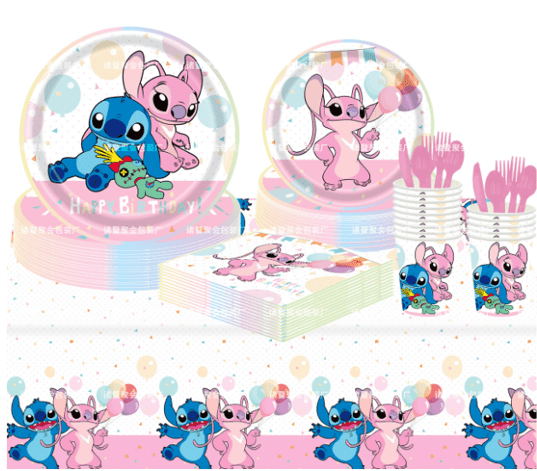 JMOCD 141 Pcs Stitch Party Supplies Tableware Set for 20 Guests Include ...
