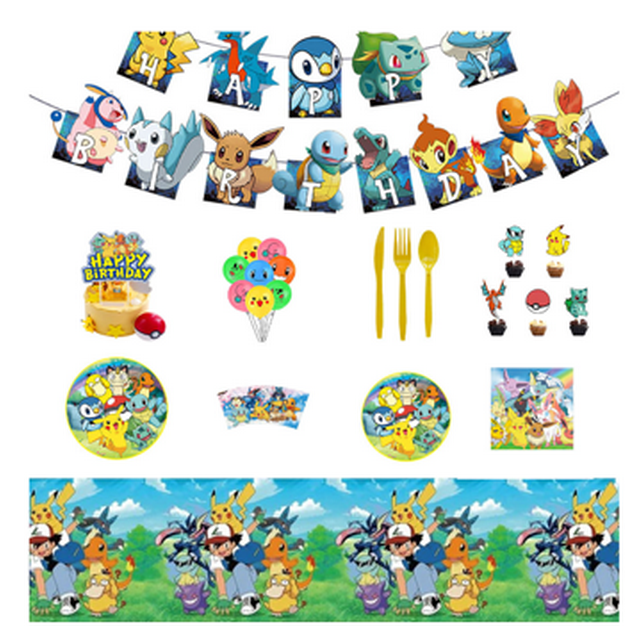 JMOCD 51PCS Pokemon Birthday Party Tableware - Cartoon Animation 20 ...