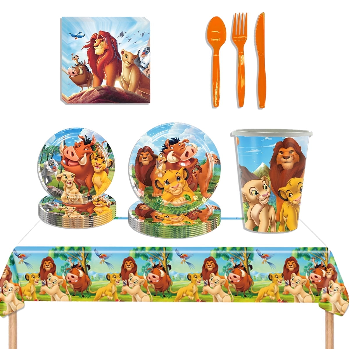 JMOCD 81Pcs Yellow Lion King Party Tableware Set, Birthday Party ...