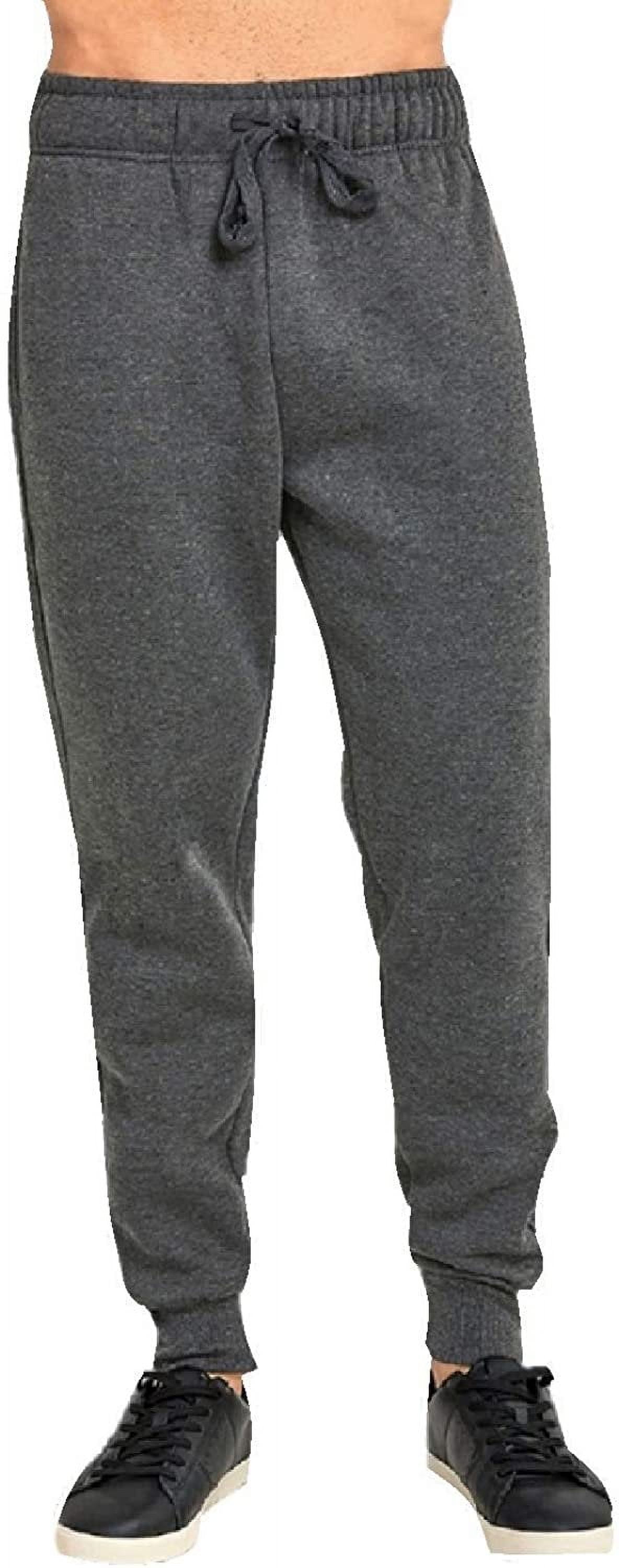 JMR Men's Fleece Sweat Pants, Elastic Waistband with Drawstring, Cuffed ...