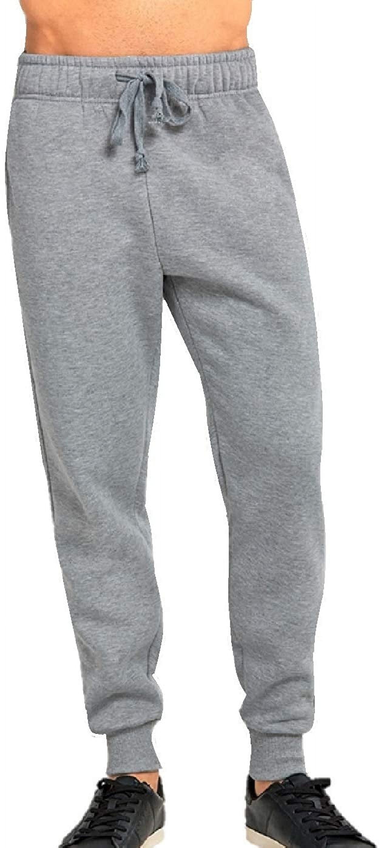JMR Men's Fleece Sweat Pants, Elastic Waistband with Drawstring, Cuffed ...