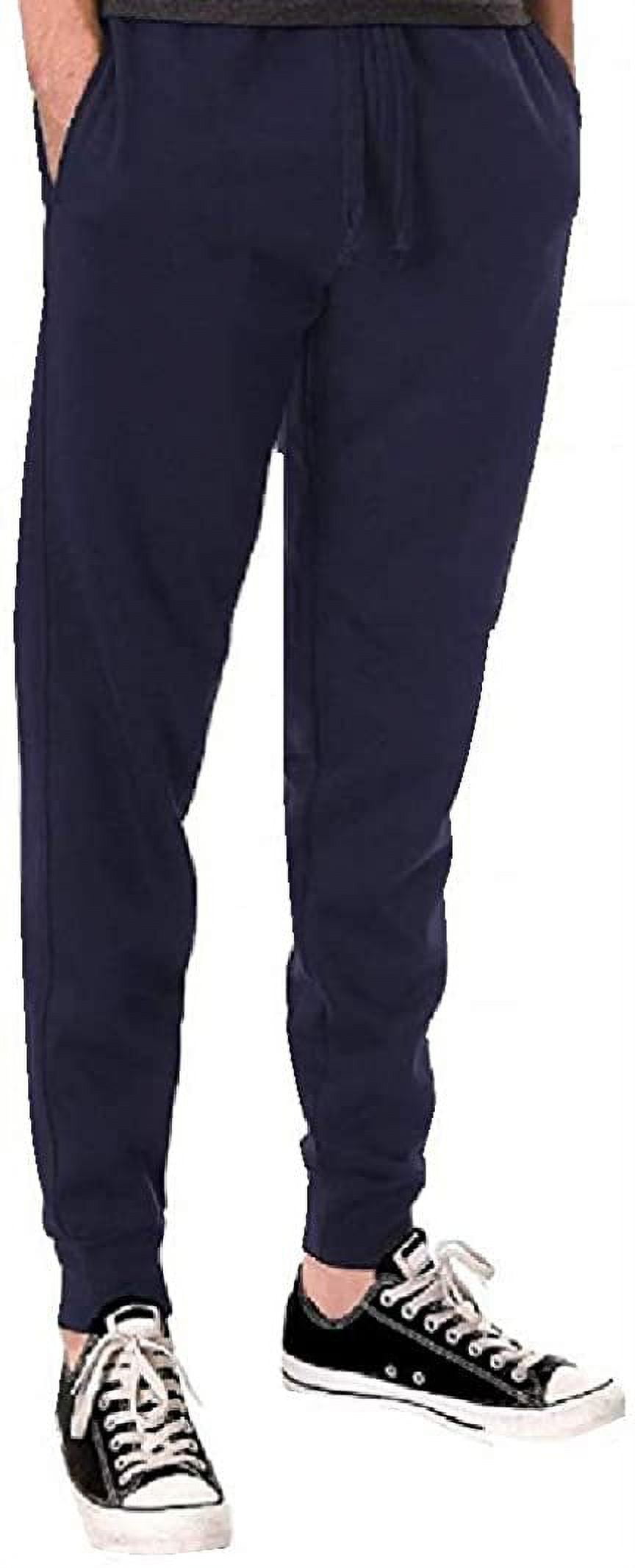 JMR Men's Fleece Sweat Pants, Elastic Waistband with Drawstring, Cuffed ...