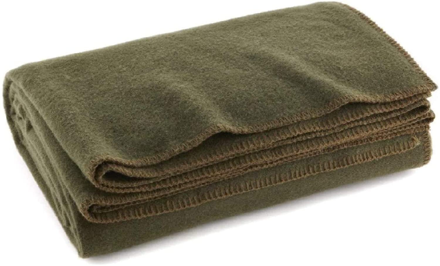 JMR Olive Green 66X90 Military Wool Blanket for Emergency ,Camping ...
