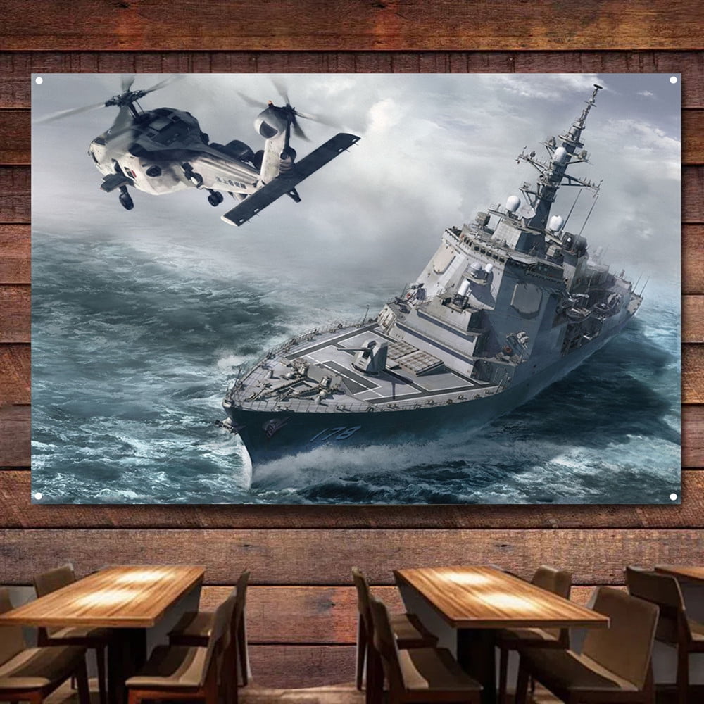JMSDF DDG Ashigara Battleship Wall Art Banners Hanging Flags Wall Chart ...