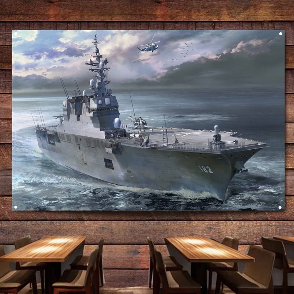 JMSDF DDH Ise Aircraft Carrier Battleship Wall Art Banners Hanging ...