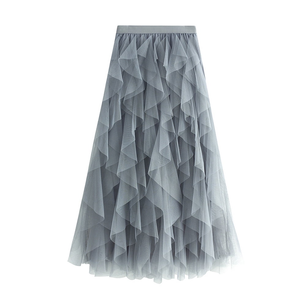 JMSUN Tulle Skirts for Women Layered Ruffles Tulle Skirt Pleated High ...