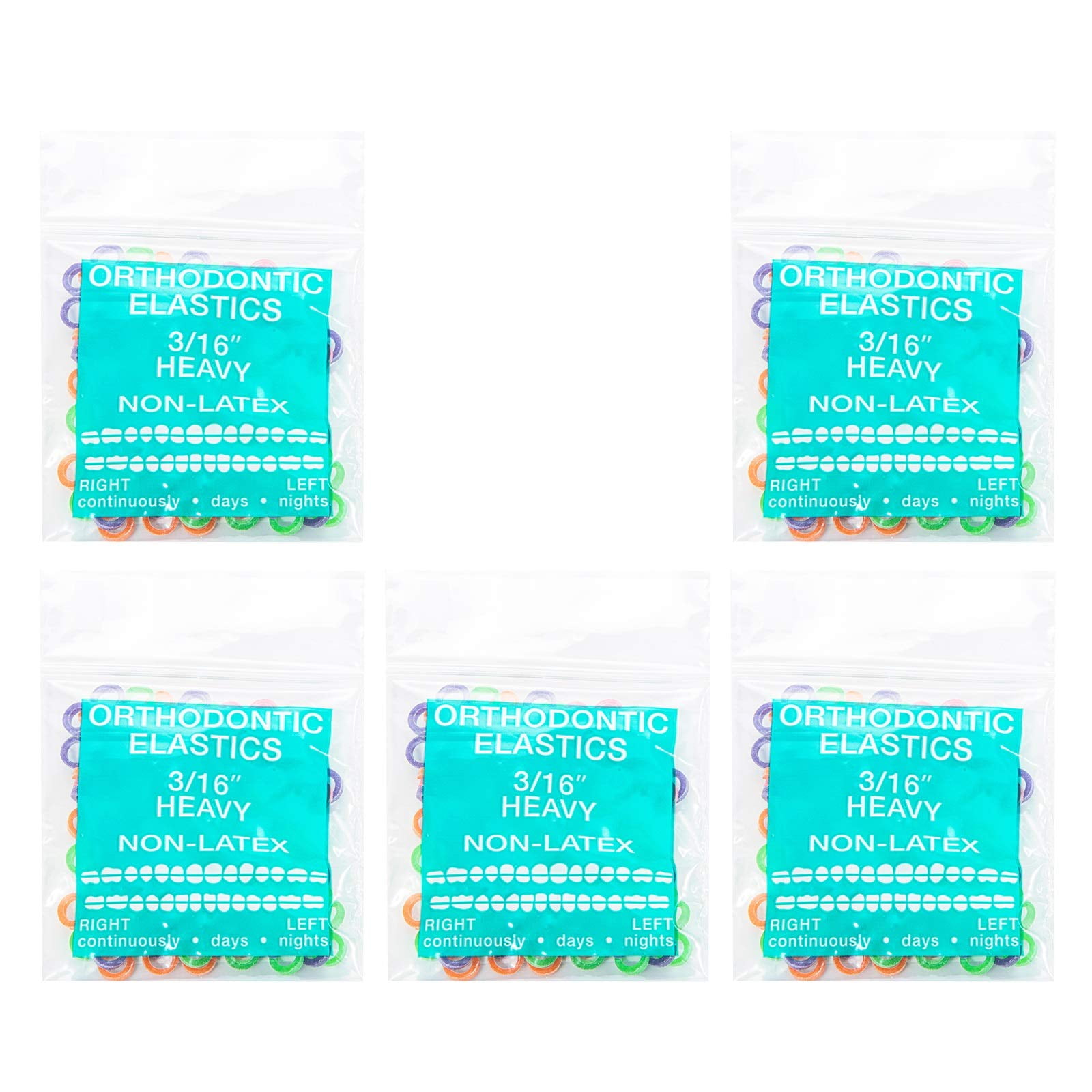 JMU 500 Pack Orthodontic Elastics Bands 3/16 Inch, Neon, Heavy ...