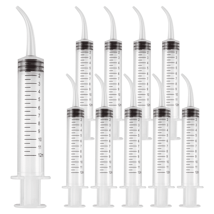 JMU DENTAL Curved Tip Irrigation 12cc Syringe With Graduation, 10pcs ...