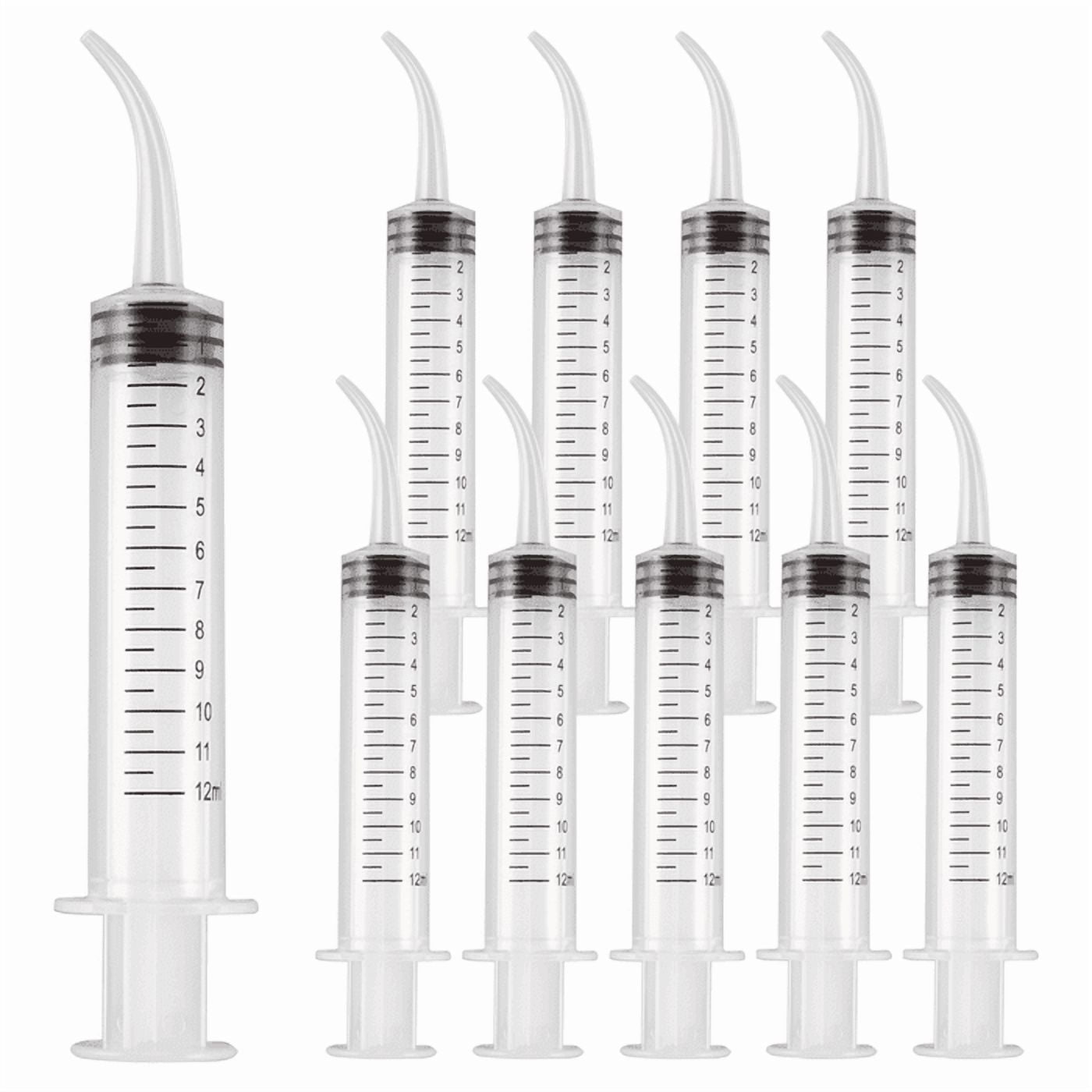 JMU Dental Curved Tip Irrigation Syringe, 12ml, 10-Pack, Oral Syringe ...