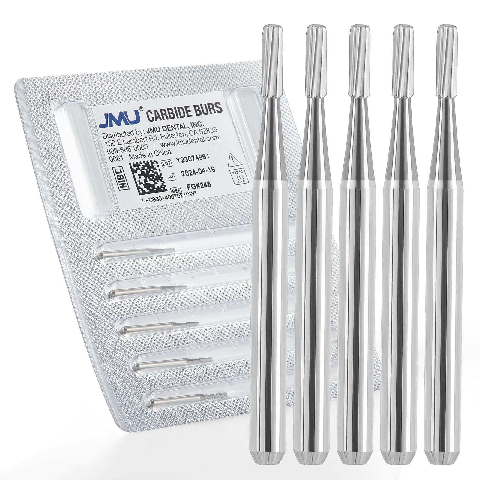 JMU Dental Carbide Burs Straight Fissure Amalgam Prep, FG #245, 5Pcs ...