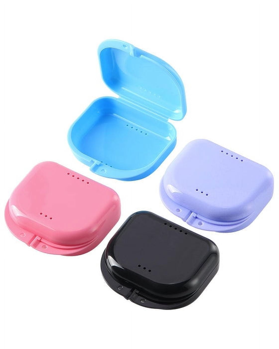 JMU Denture Storage Retainer Case with Vent Holes, 3.1"x3"x1.14", 4 ...