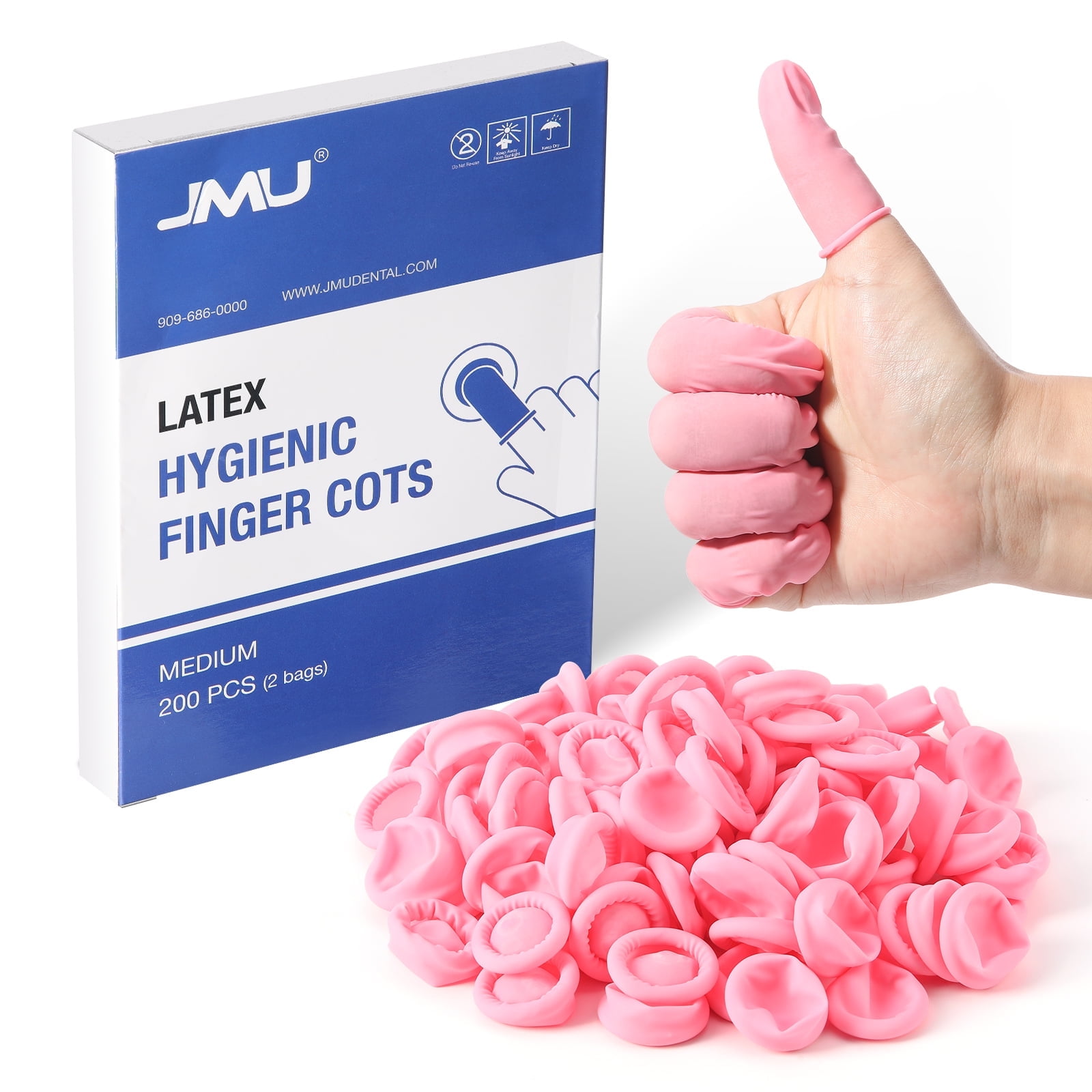 JMU Latex Finger Cots, Medium Size, Pink, Disposable, 200pcs - Walmart.com