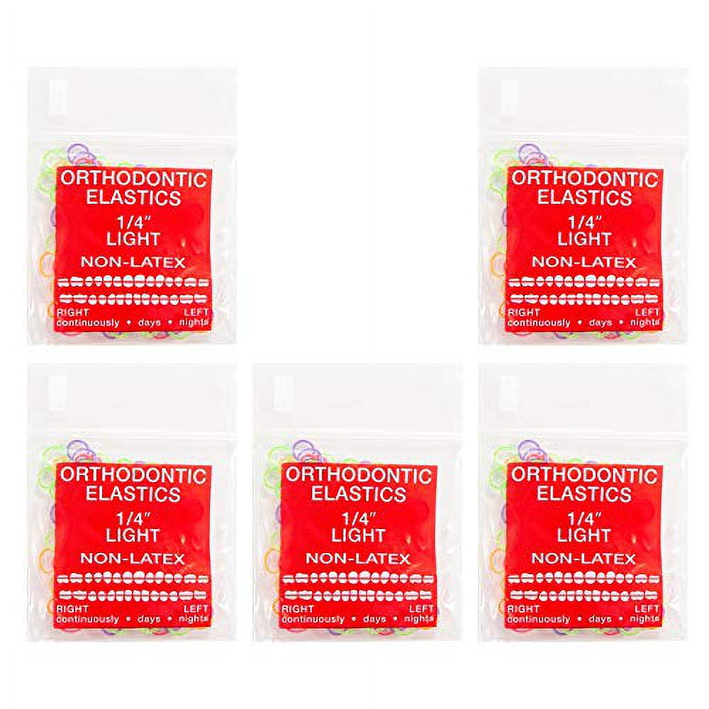 JMU Orthodontic Elastics 1/4 Light, 500 pack 2.5 oz Neon Dental Rubber Bands Latex Free ...