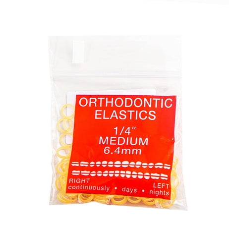 JMU Orthodontic Intra Oral Elastic Latex Rubber Bands, 1/4" Medium, Yellow, 100/Bag - Walmart.com