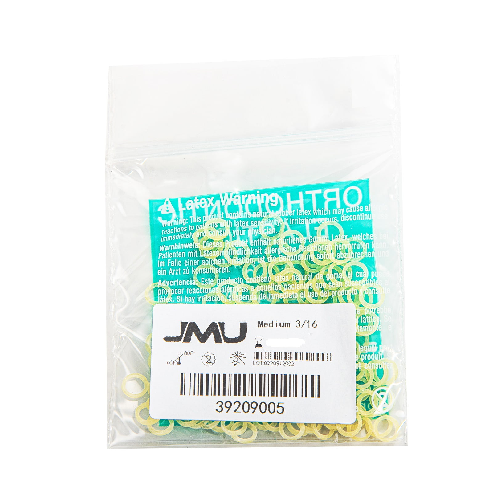 JMU Orthodontic Intra Oral Elastic Latex Rubber Bands, 3/16" Medium, Yellow, 100/Bag - Walmart.com