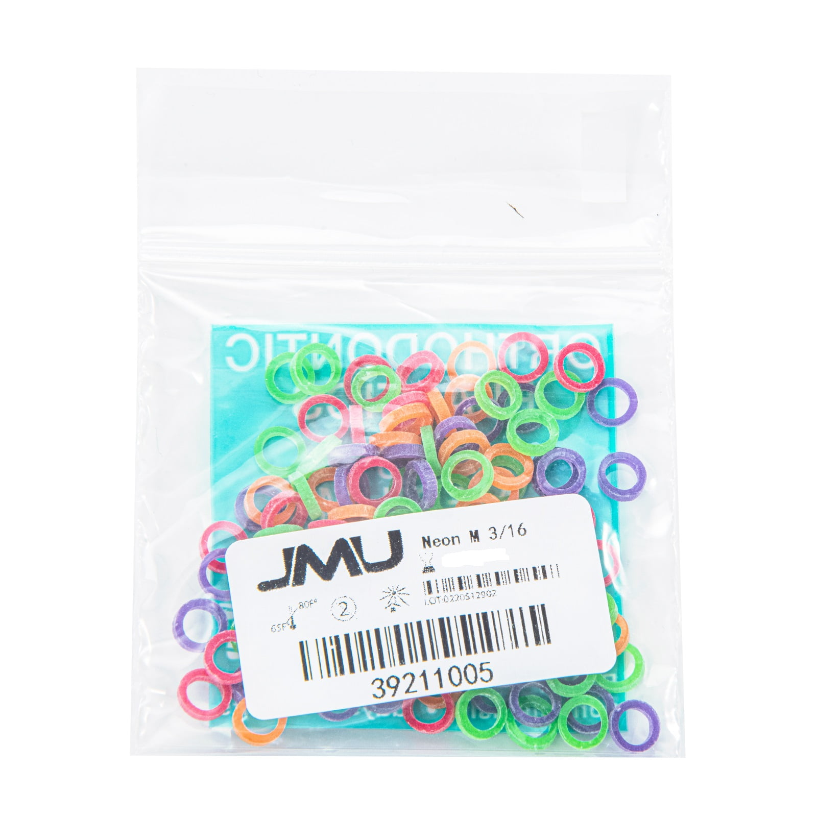 JMU Orthodontic Intra Oral Elastic Neon Non-Latex, 3/16" Medium, Asorted Colors, 100/Bag ...