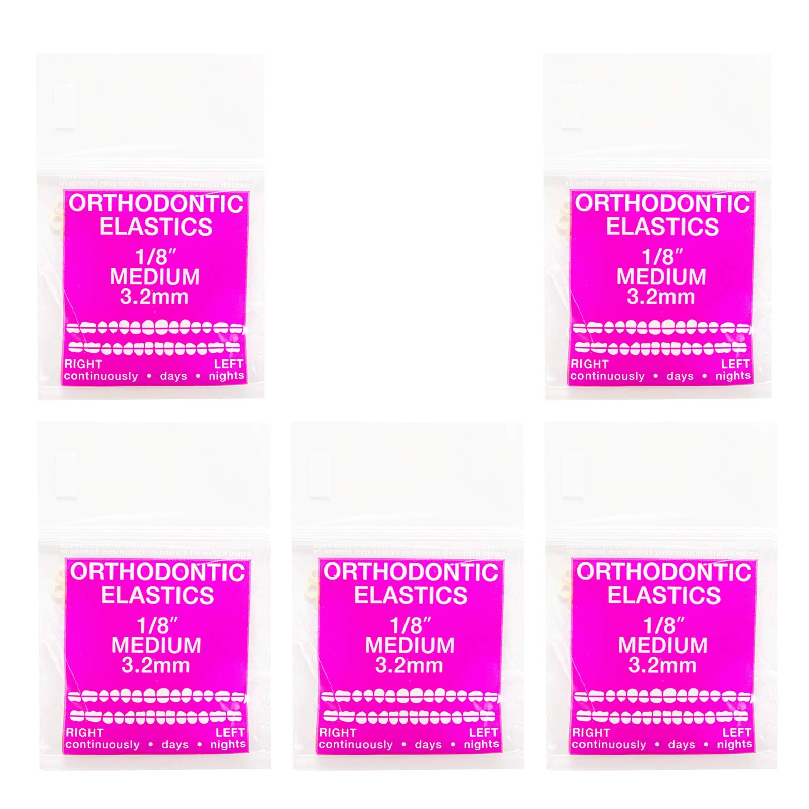 JMU Orthodontic Rubber Bands 1/8 Medium, 500 Pack 4.5 oz Orthodontic Elastics Latex Dental ...