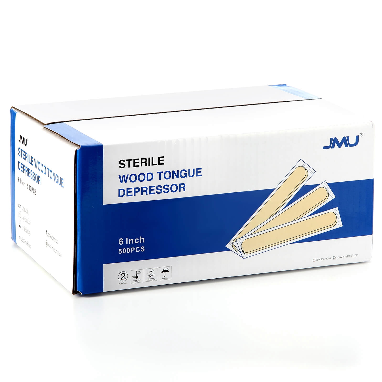 JMU Sterile Wooden Tongue Depressor 6" Individually Wrapped 500Pcs/Box ...