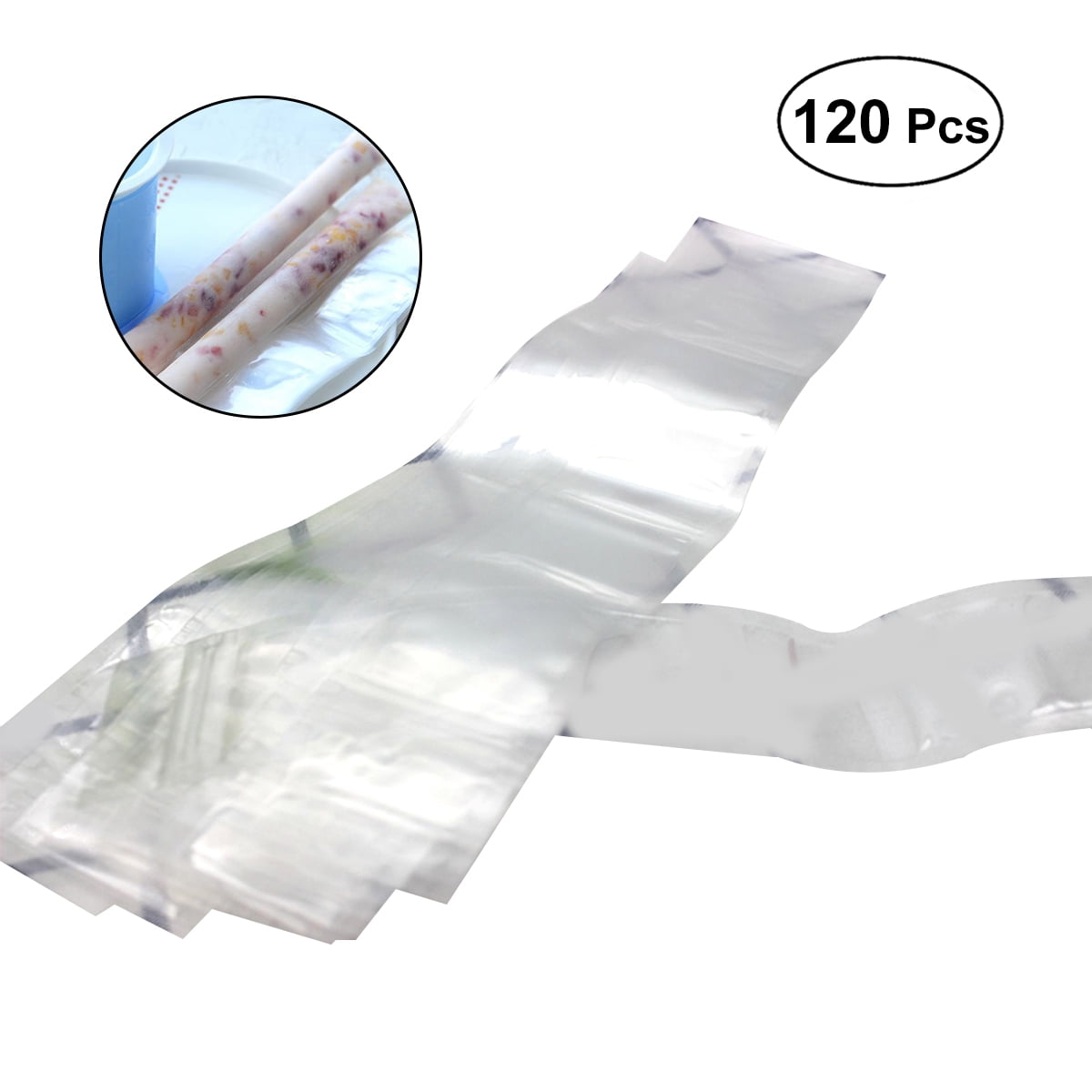 JMXIANG 120PCS Disposable Ice Stick Bag Ice Smoothie Bags Ice Popsicle ...