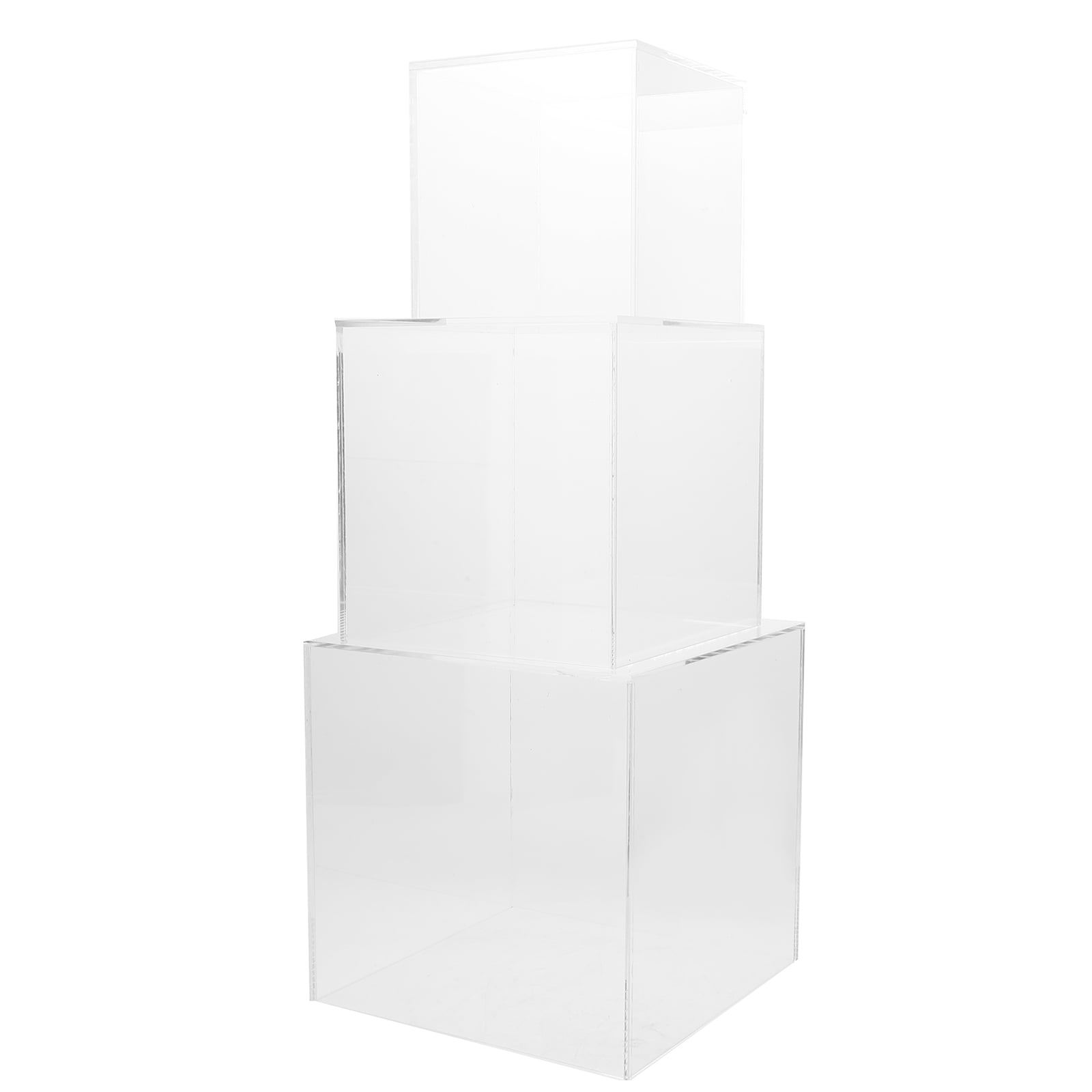 JMXIANG 3pcs Clear Acrylic Display Boxes, Acrylic Cube Containers ...