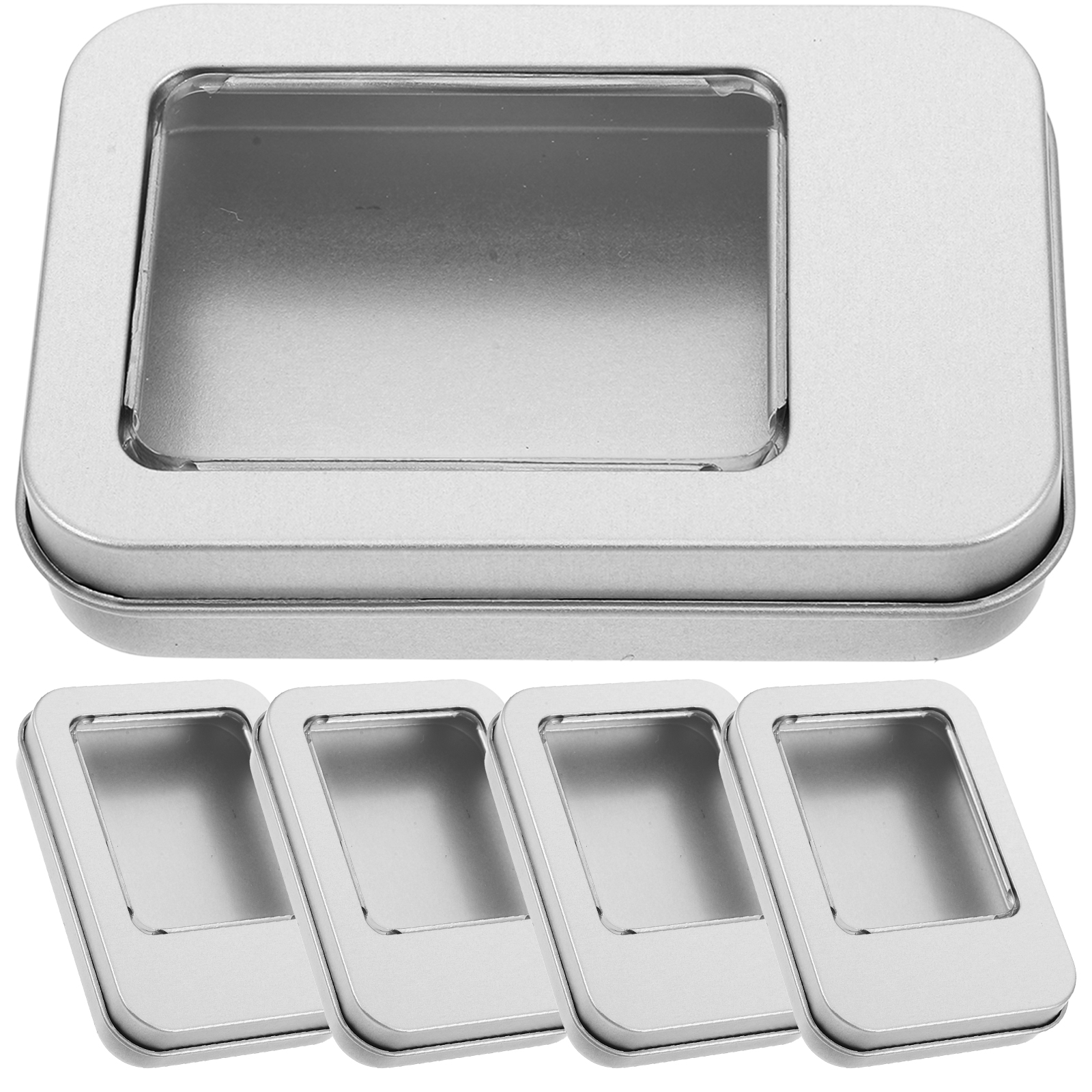 JMXIANG 5pcs Metal Tin Box Empty Rectangular Metal Storage Organizer ...