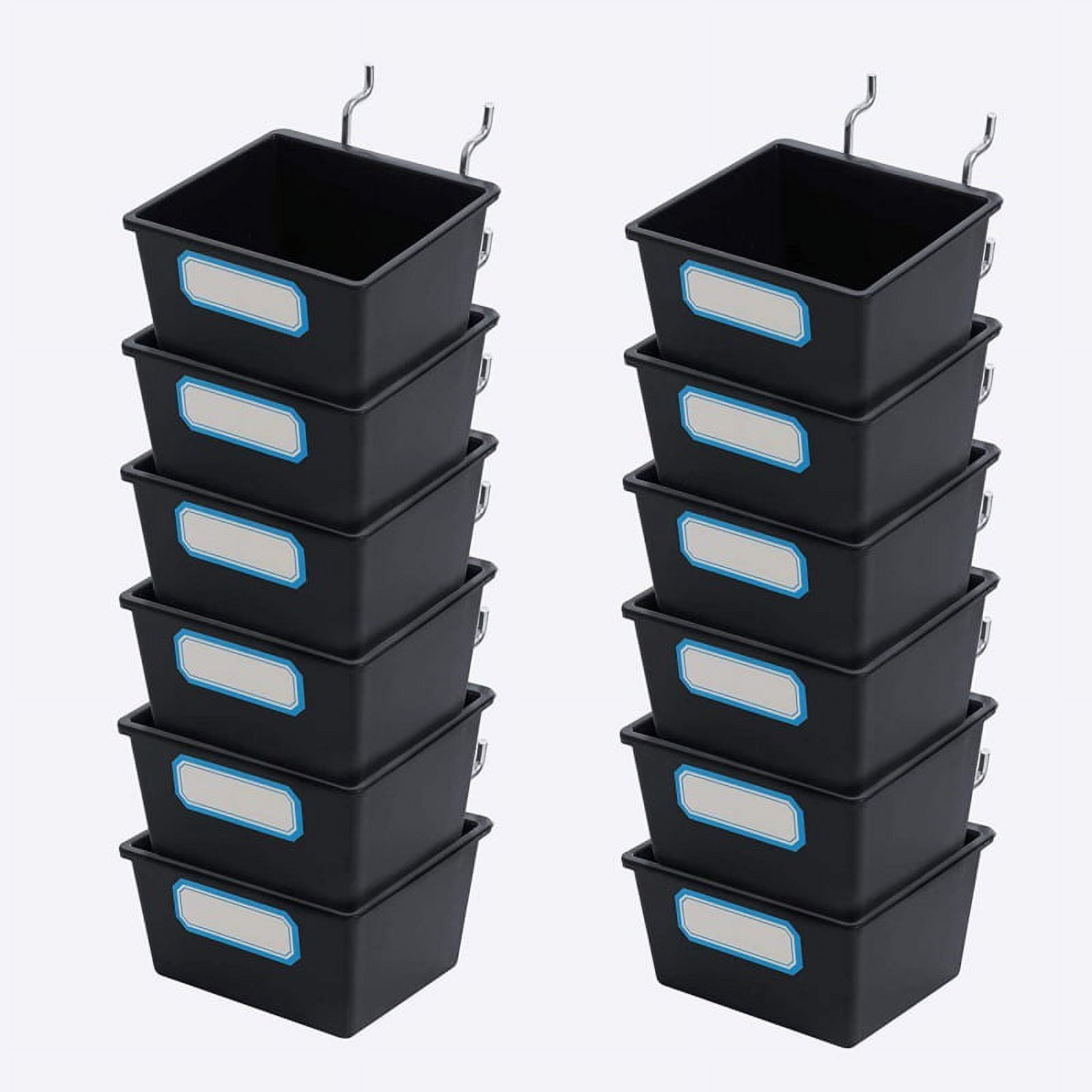 JMXIANG 6 Sets Pegboard Bins and Hooks Plastic Storage Baskets Heavy ...