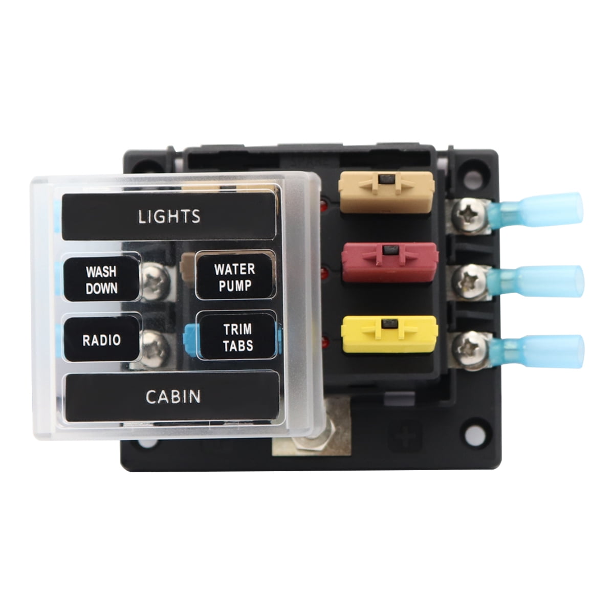 JMXIANG 6 Ways Fuse Box Terminal Block with LED Warning Light for Car ...
