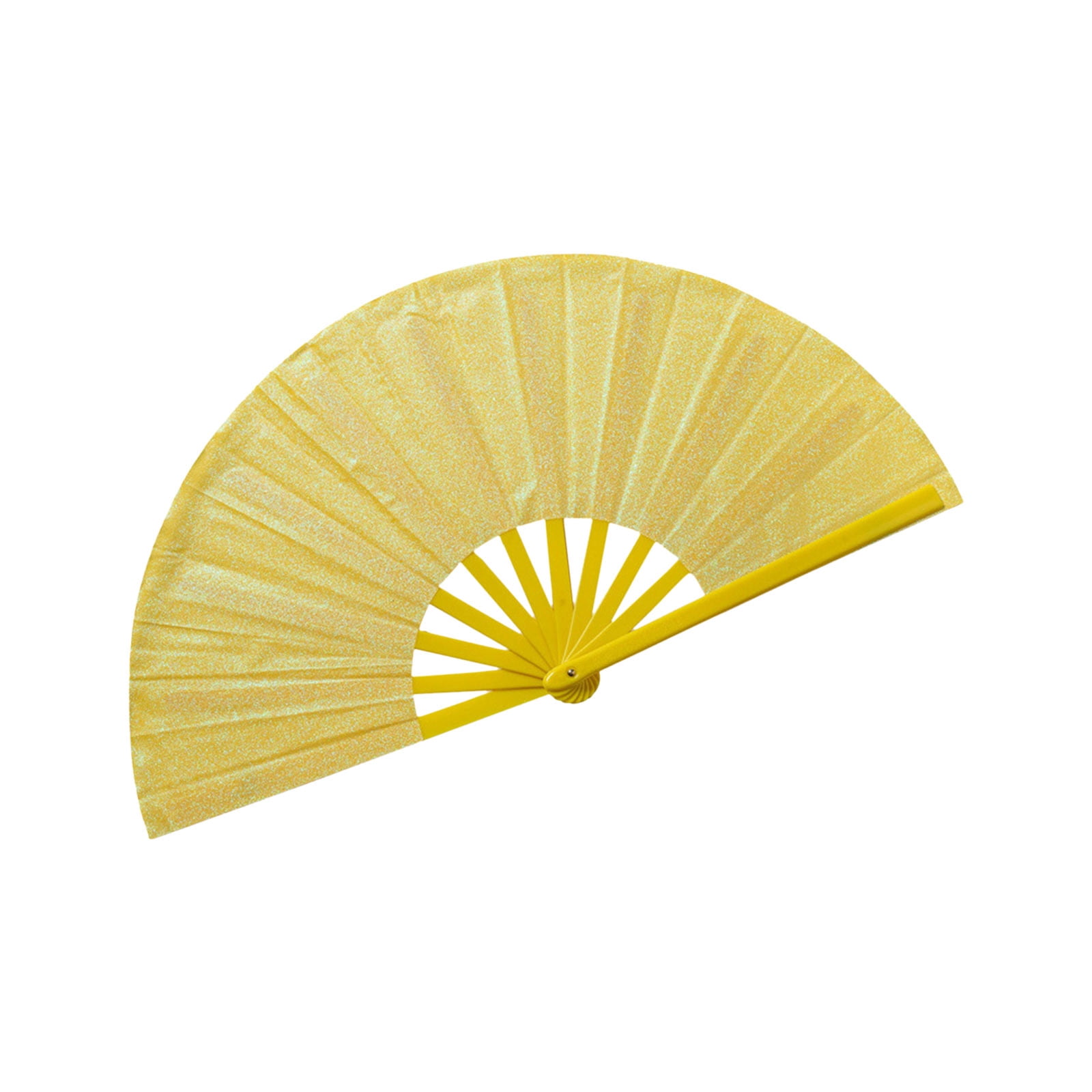 JMYHOAM 33cm Golden Glitter Solid Color Fan Martial Arts and Dance ...