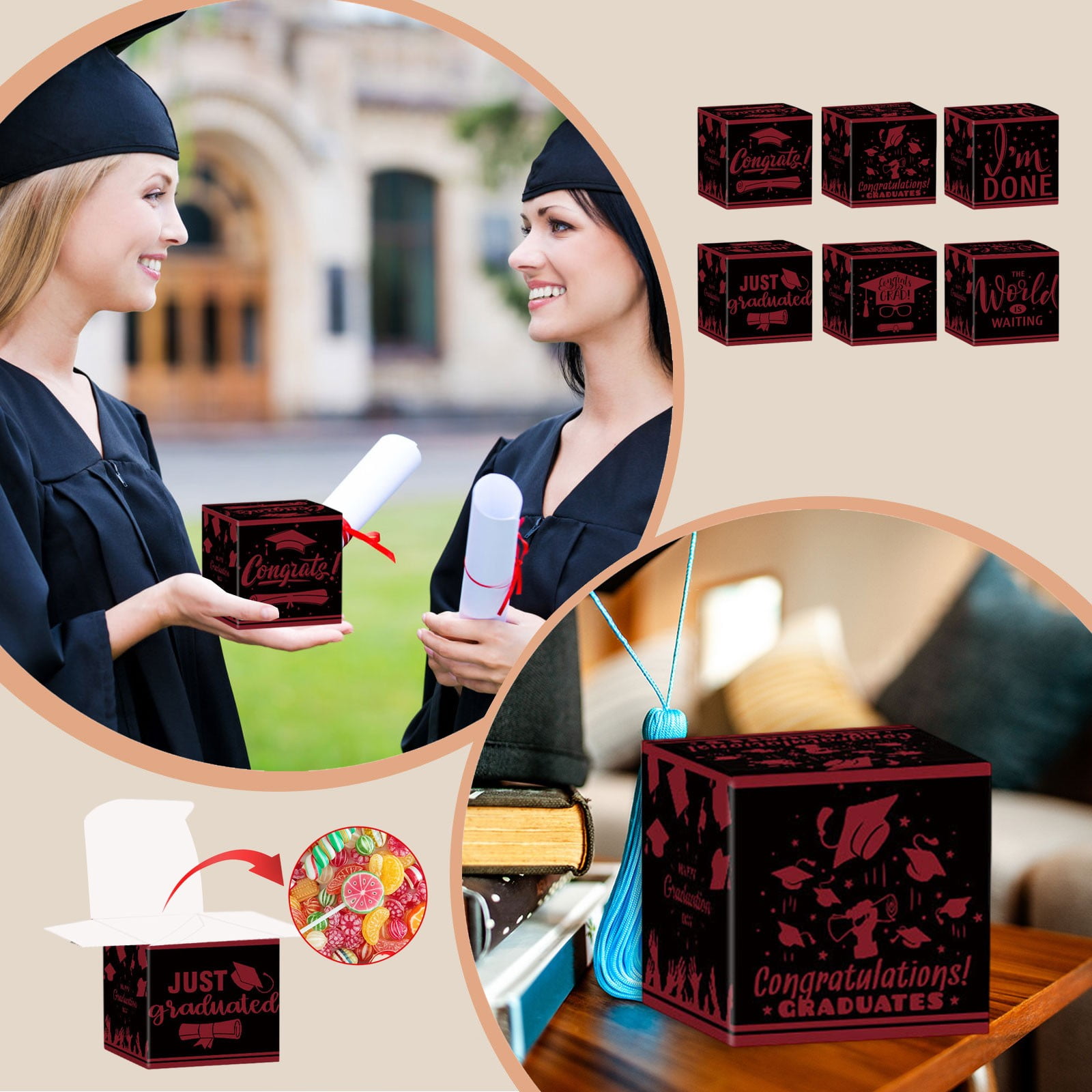 JMYHOAM 6 Pack Paper Gift Boxes Graduation Party Decorations DIY Boxes for Parties Weddings ...