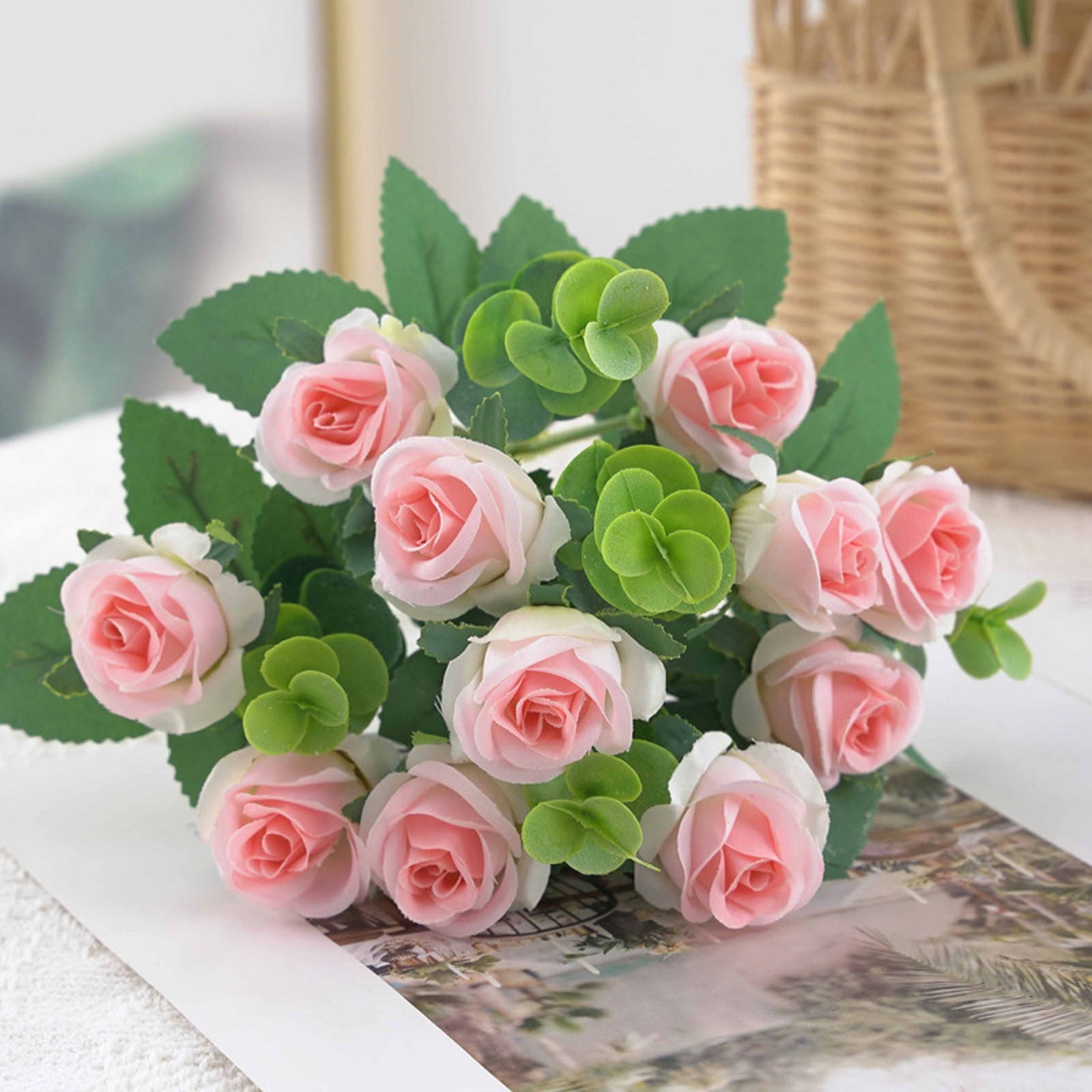 JMYHOAM Fake Mini Rose Silk Faux Flowers Fake Roses Silk Flowers ...