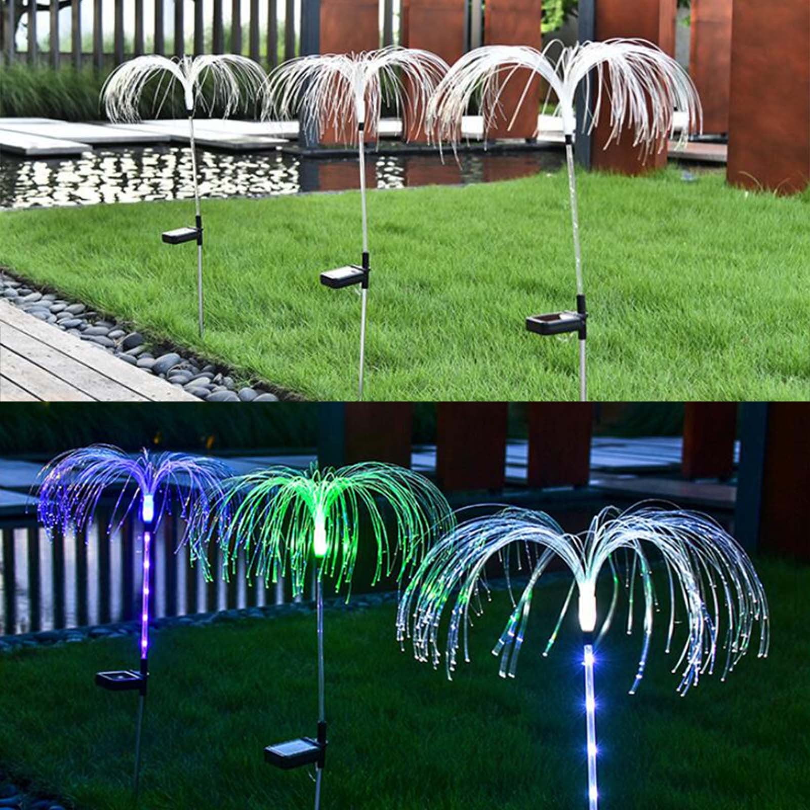 JMYHOAM Garden Lights Fiber Jellyfish Lamp Ground Plug LED Lamp Outdoor ...