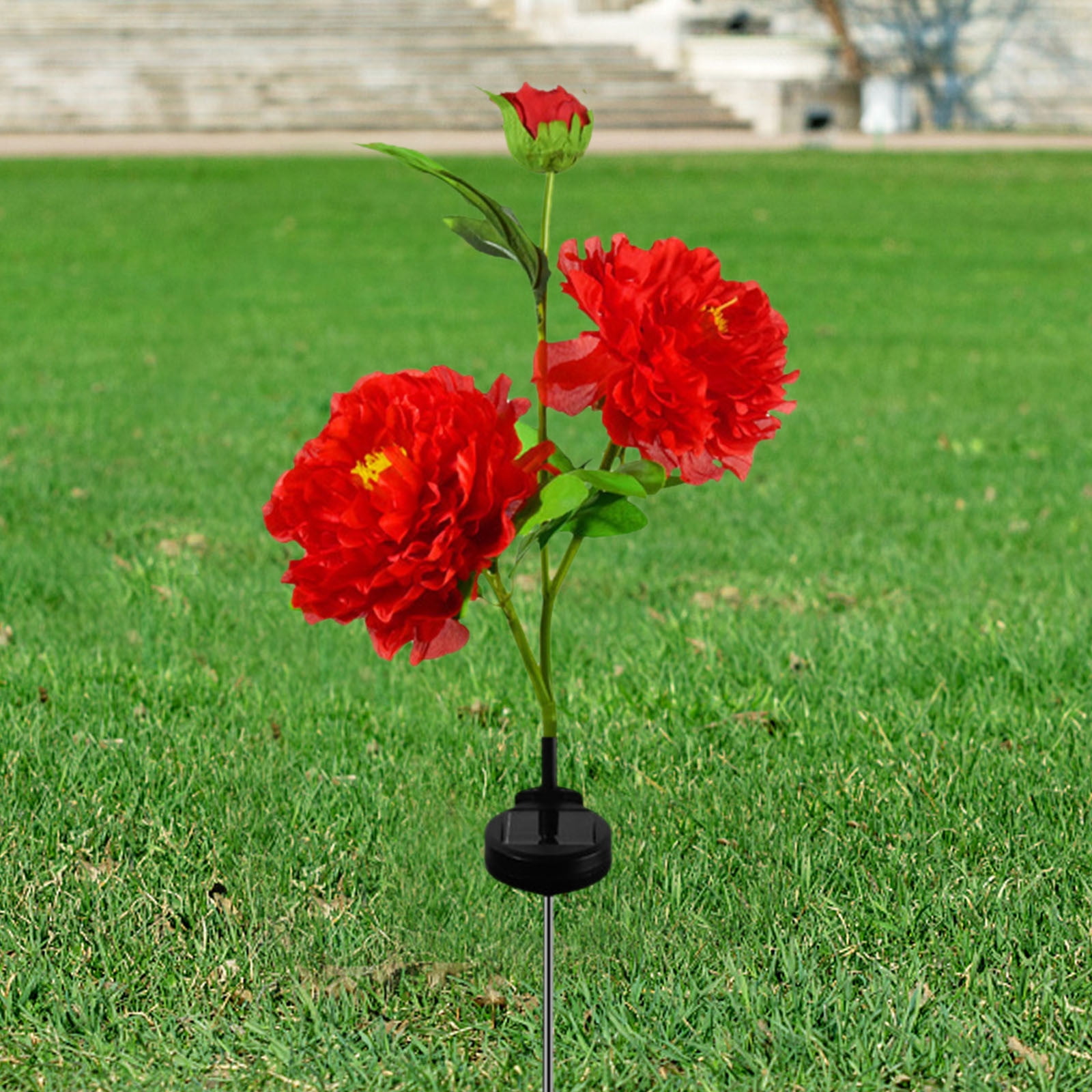 JMYHOAM Garden Lights Solar Outdoor Three Head Peony Flower Lamp ...