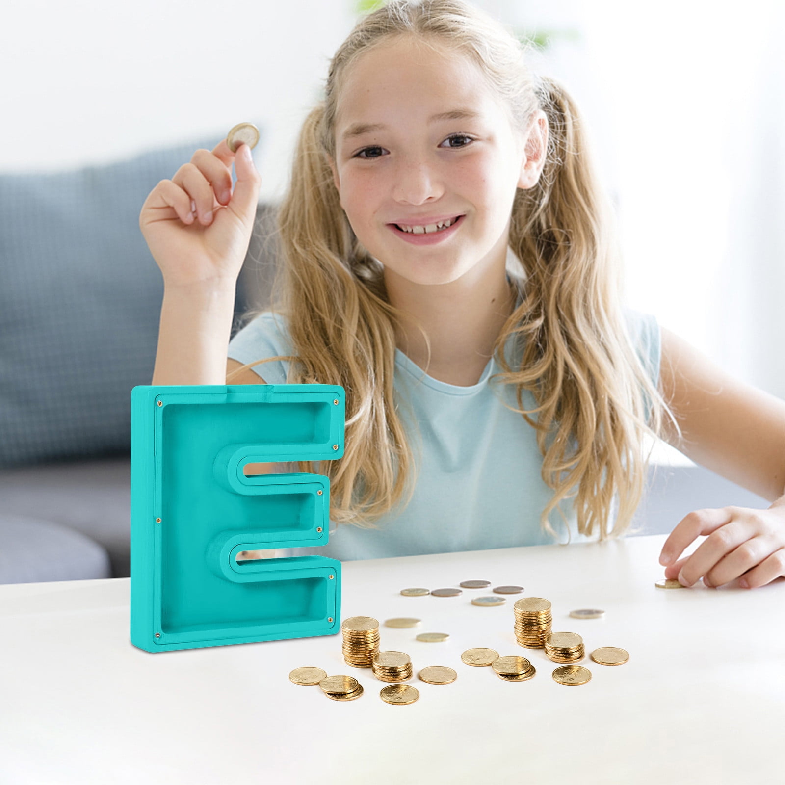 JMYHOAM Wooden Money Bank Colored Letters Coin Bank Text Engraved Money ...