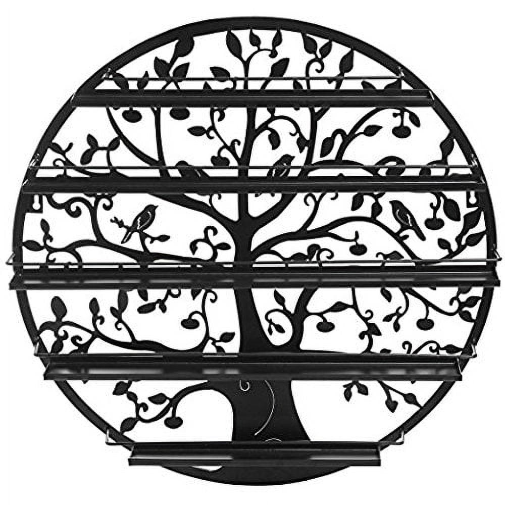 JMiles UH-PT248 Tree Silhouette Black Round Metal Wall Mounted 5 Tier ...