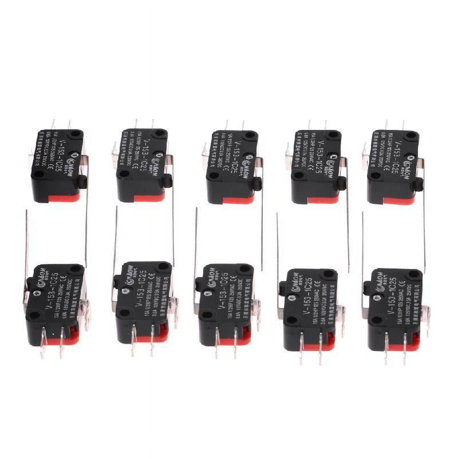 JNANEEI 10pcs V-153-1C25 Limit Switches Long Straight Hinge Lever Type SPDT Micro Switch ...