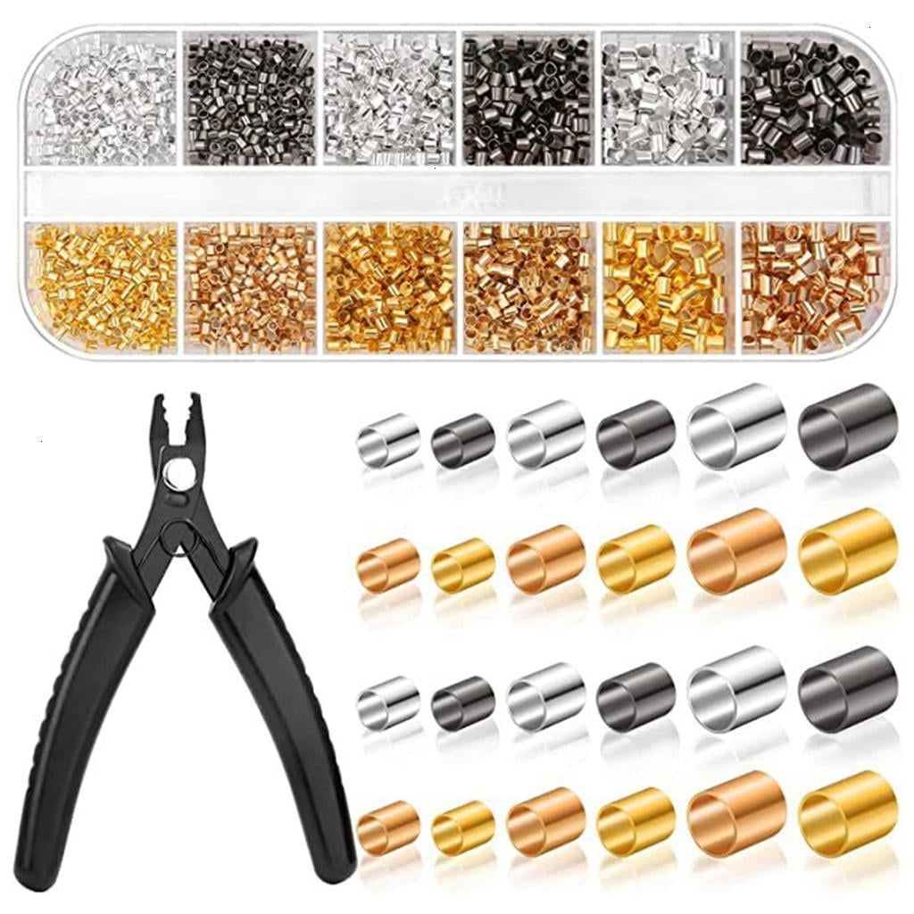 JNANEEI 2200pcs Crimp Beads Set Crimp Tubes with Crimping Pliers Spacer ...