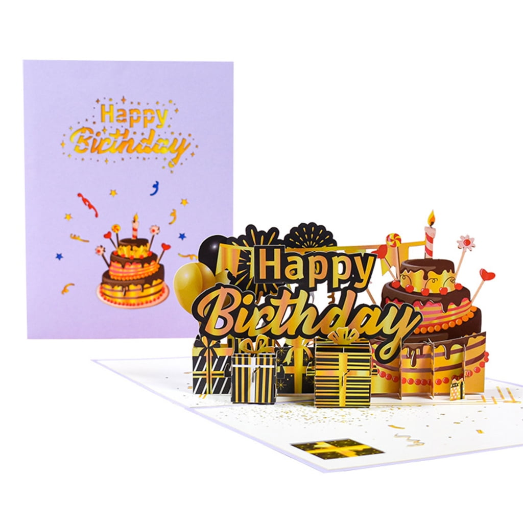 JNANEEI 3D Pop up Happy Birthday Cake Foldable Greeting Card Festival ...